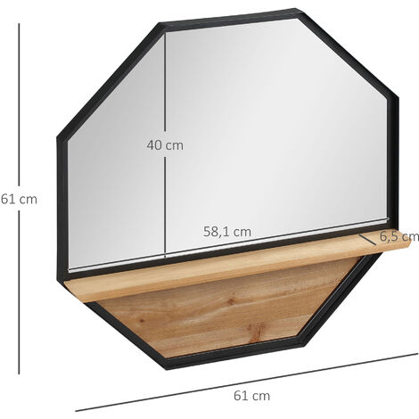 HOMCOM espejo decorativo de pared 61x61 cm espejo octágono con estante ...