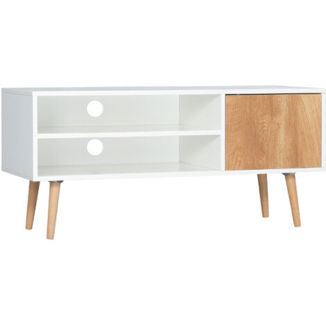 HOMCOM mueble de TV moderno con 2 estantes de almacenamiento y puerta ...