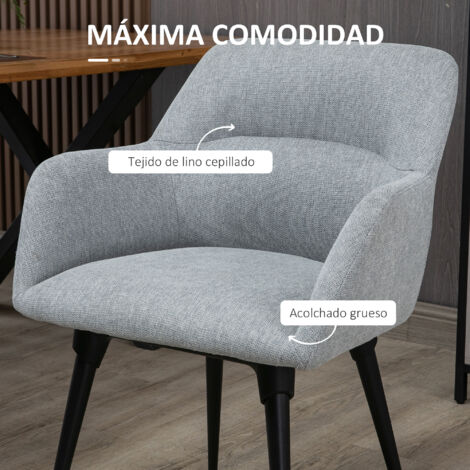 HOMCOM silla de comedor butaca de salón tapizado en lino sintético con ...