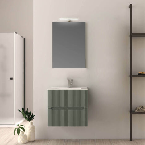 Mobile bagno 60 cm cannettato Verde Opaco Riga