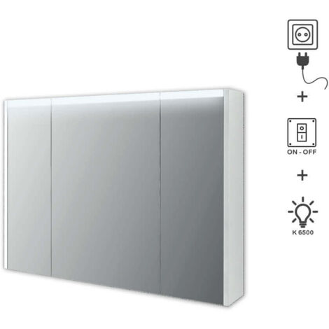 Specchio contenitore 67X91,7X15 tre ante con illuminazione LED