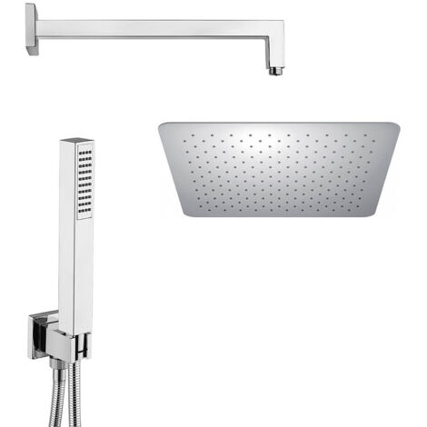 Jacuzzi rubinetteria set doccia completo di braccio a parete soffione ultraslim quadrato 30X30 e ...