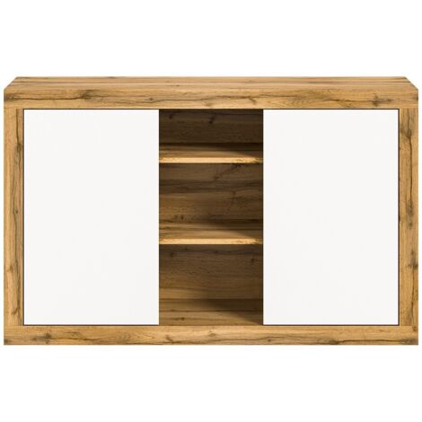 Credenza 2 ante e 3 nicchie bianco e rovere wotan L80 cm - MATRIX