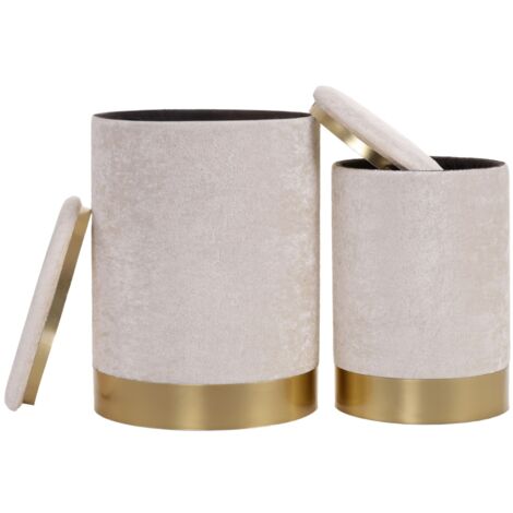 Set di 2 pouf contenitori in velluto D35 cm - COMFORT