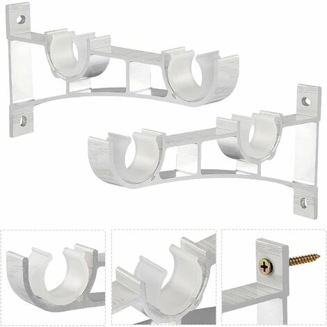 2 Pcs Gardinenstangen Wandhalterung 35mm Vorhang Stange Halter Doppelt ...