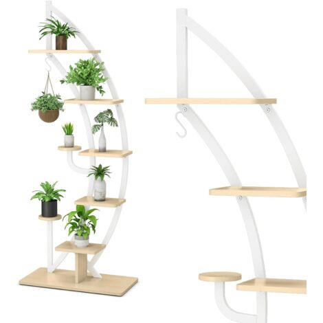 RELAX4LIFE Porte-Plante 2 en 1 Étagère à Fleurs à 5 Niveaux, Cadre en ...