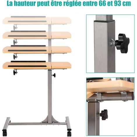 RELAX4LIFE Table de Lit pour Ordinateur Hauteur Réglable 64x45x64-95CM ...