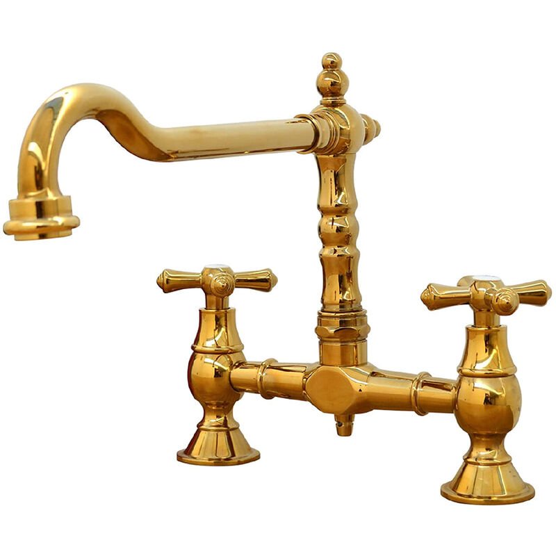 ENKI, Langley, KT114, English Gold, Traditional Bridge Kitchen Sink ...