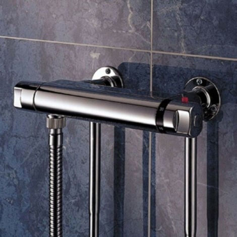 ENKI P10 Backplate Wall Elbows Exposed Pipes Thermostatic Bar Mixer Shower Valve, Shower Fixing ...