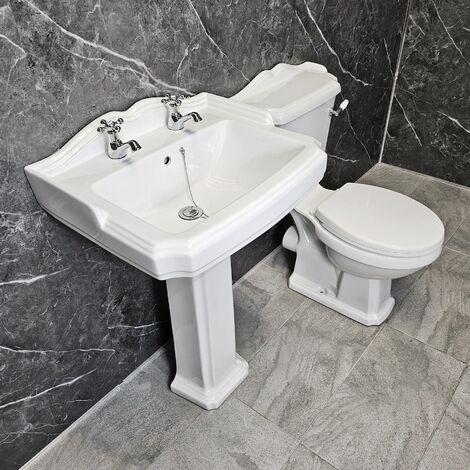 Legend Traditional Victorian Style Basin Sink & Toilet Set Bathroom ...