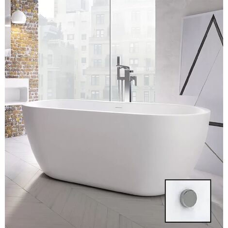 Flo Freestanding Bath 1555 x 745mm Modern Compact White Acrylic Bath