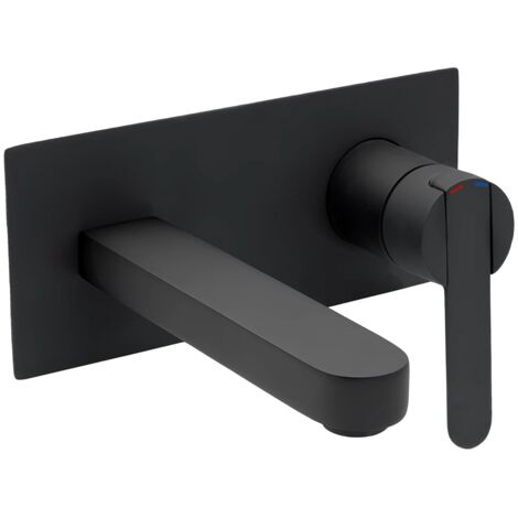 Francis Pegler Strata Wall Mounted Basin Mixer Tap Black Inc Click Waste