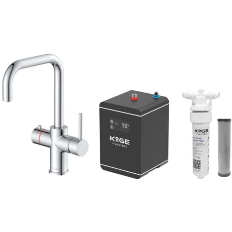 3 in 1 Instant Hot Water Kitchen Tap Square Spout Chrome Finish