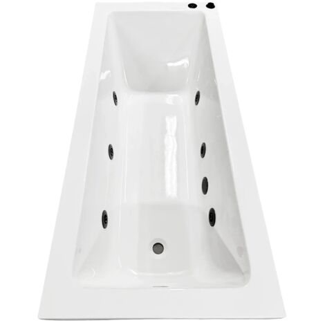 Suma Whirlpool Spa Bath 1600 x 700mm Square Style with Black Jets ...