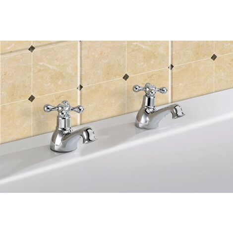 Sage Traditional Period Victorian Style Cross Head Bath Taps Chrome Finish
