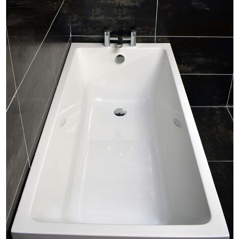 Sam Slim Rim 1700mm x 700mm End Tap Hole Acrylic White Bath with ...