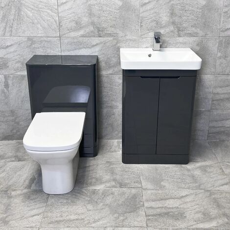 Vanity Basin Sink WC Unit Bathroom Set Anthracite or Gloss White Ross ...