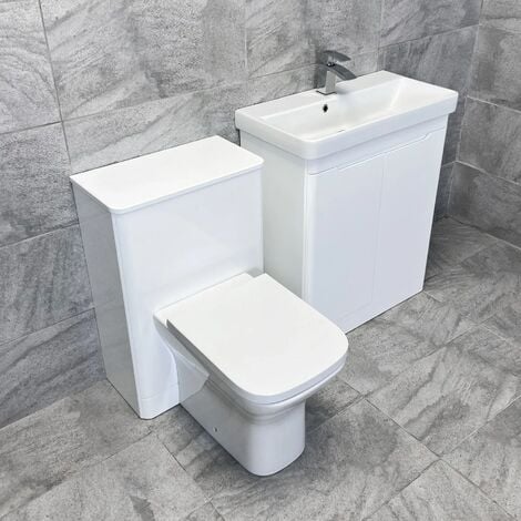 Vanity Basin Sink WC Unit Bathroom Set Anthracite or Gloss White Ross ...