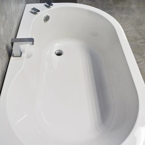 Offset Corner Bath Acrylic 1550 x 900mm White Left or Right Hand ...