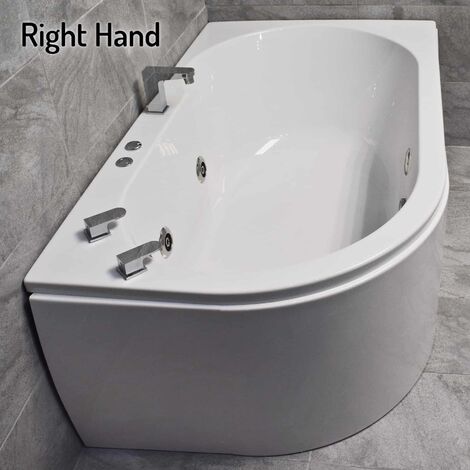 Luxury Corner Bath Whirlpool 1550 x 900mm with Jets & Light Options ...