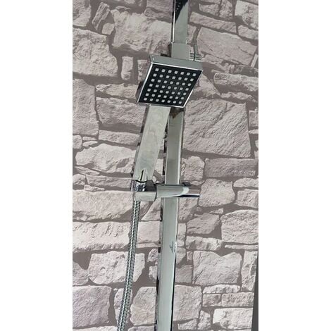 Lyla Chrome Square Thermostatic Bathroom Bar Mixer Valve Shower Set ...