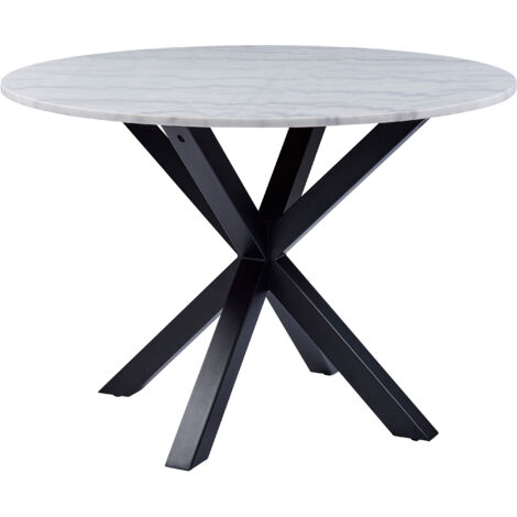 Heaven Round Dining Table with White Polished Marble Top