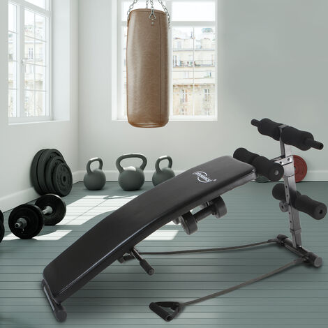 Physionics® Sit Up Bank mit Beinfixierung - klappbar, inkl. 2 Hanteln ...