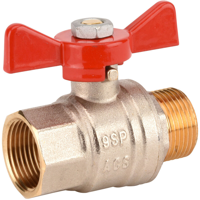 Vanne à sphère laiton PN40 mâle et femelle avec manette papillon rouge ...