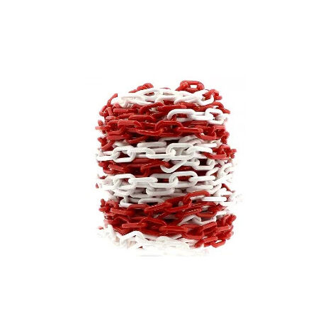 Chaine plastique rouge et blanche 7mm x 25 mètres.