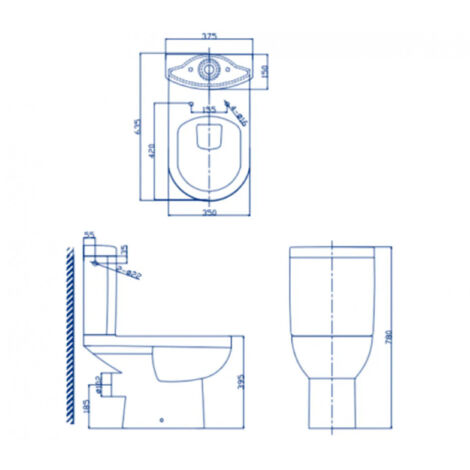 Pack WC sol sortie horizontale NF, RIMLESS bride fermée, abattant ralenti