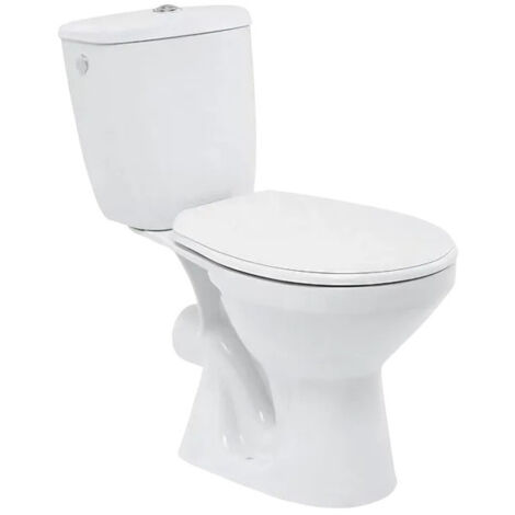 Pack WC au sol sortie horizontale, 3/6L, avec abattant.