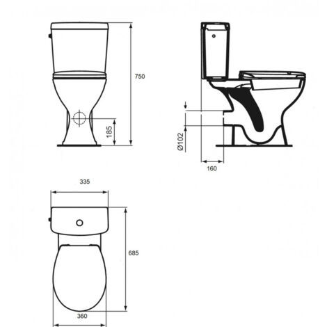 Pack WC au sol sortie horizontale, 3/6L, avec abattant.