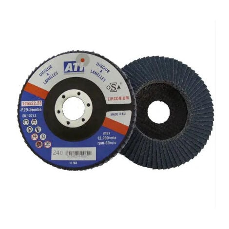 Disque à lamelles Zirconium incurvé, 125mm, grain de 40.