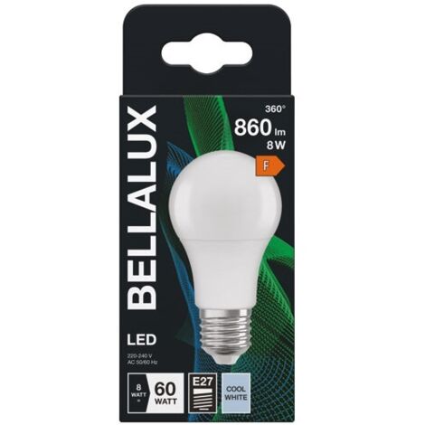 Ampoule LED dépolie standard E27, 8.5W, blanc froid.