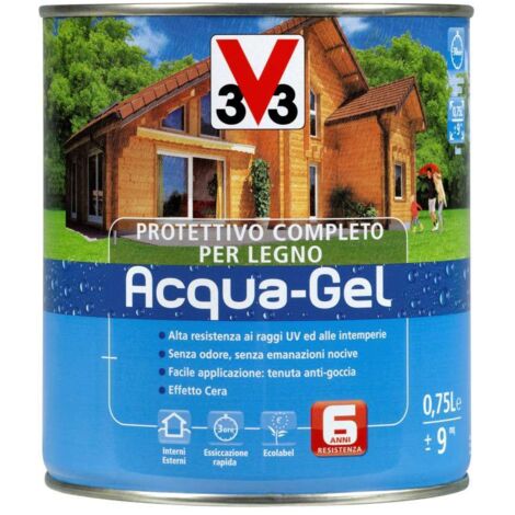 V33 Protettivo Completo Legno Acqua-Gel Colore Noce Medio 750 ML