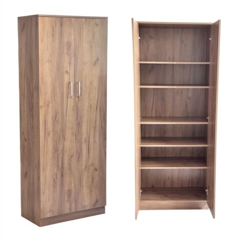 Mobile Armadio Multiuso Alto in legno con 5 ripiani 2 Ante battenti con ...