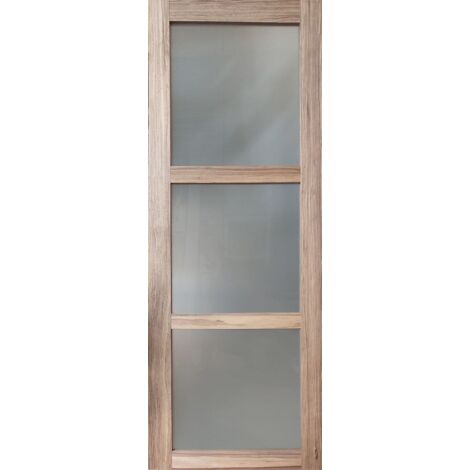 Porta Scorrevole in Legno Frake Vetro H204 x L83 + listello nero e 2 gusci