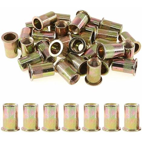 GROOFOO 100 Pcs M10×21 Flat Head Threaded Rivet Nut, Stainless Steel ...