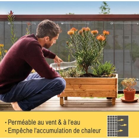 GROOFOO Brise Vue Balcon Extérieur 90x500 cm HDPE – Protection Opaque ...