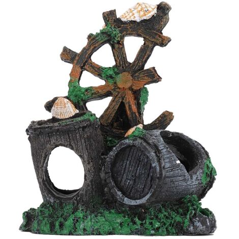 Simulation Fish Tank Hiding Cave Ornaments Wind Wheel Barrel Landscape ...