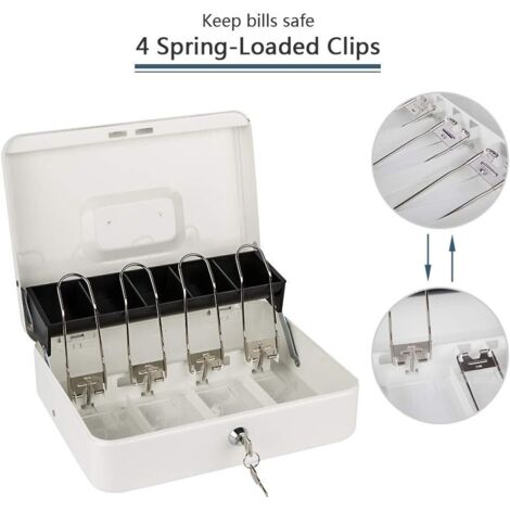 Locking Cash Box with Lock,Money Box with Cash Tray,Lock Safe Box with ...