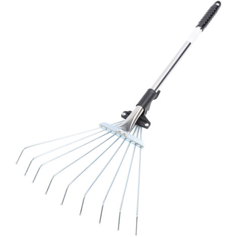 Adjustable Leaf Rake Retractable Expandable Stainless Steel Metal Lawn ...