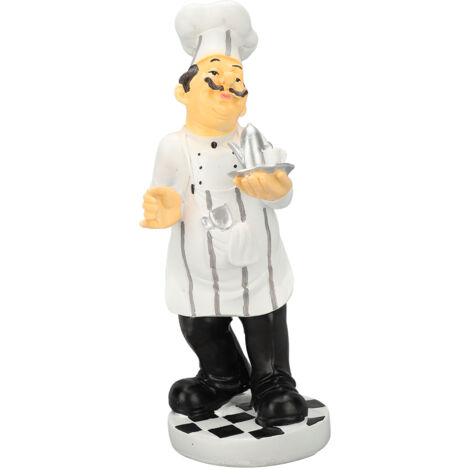 Resin Chef Statue Restaurant Dining Table Decor 3D Figurine Holding ...