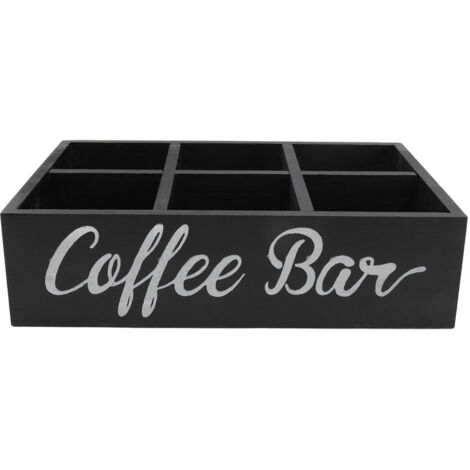 Coffee Station Organizer with Divider Wooden Coffee Bar Accessories ...