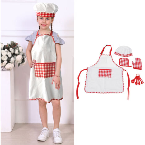 Kids Chef Costume Set Adjustable Strap Apron Chef Hat Kids Cooking and ...