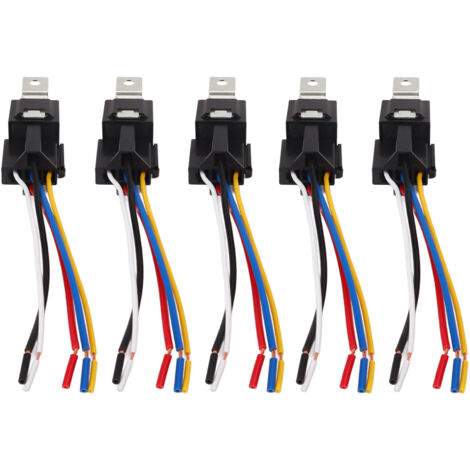 5pcs Automotive Relay Kit 5 Pin 40A 12V Waterproof Copper Contact Car ...