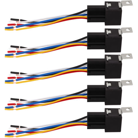 5pcs Automotive Relay Kit 5 Pin 40A 12V Waterproof Copper Contact Car ...