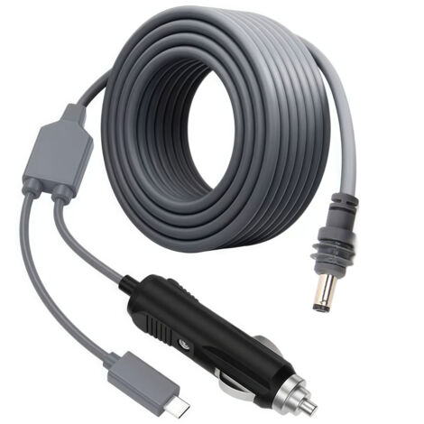 DC Power Cable 18AWG 2 in 1 Type C and Cigar Lighter Adapter to DC ...