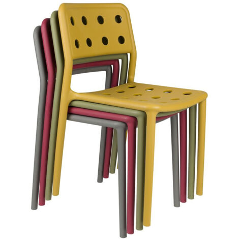 Chaise de jardin, 4 chaises empilables SERRA Rouge en Plastique, BOITE ...