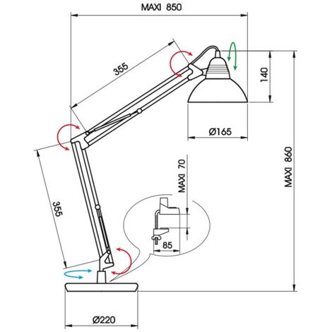Lampe design, Grande lampe à poser articulée architecte LD95 Noir en ...